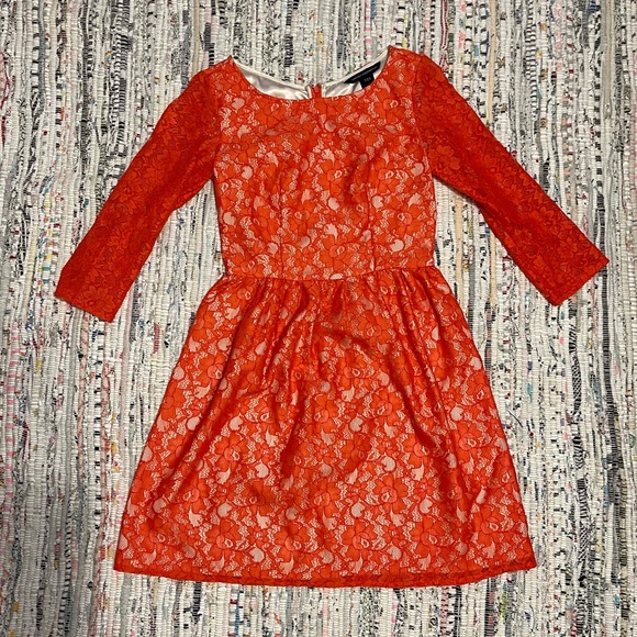French Connection | Dresses | French Connection Orange Lace Dress With ...